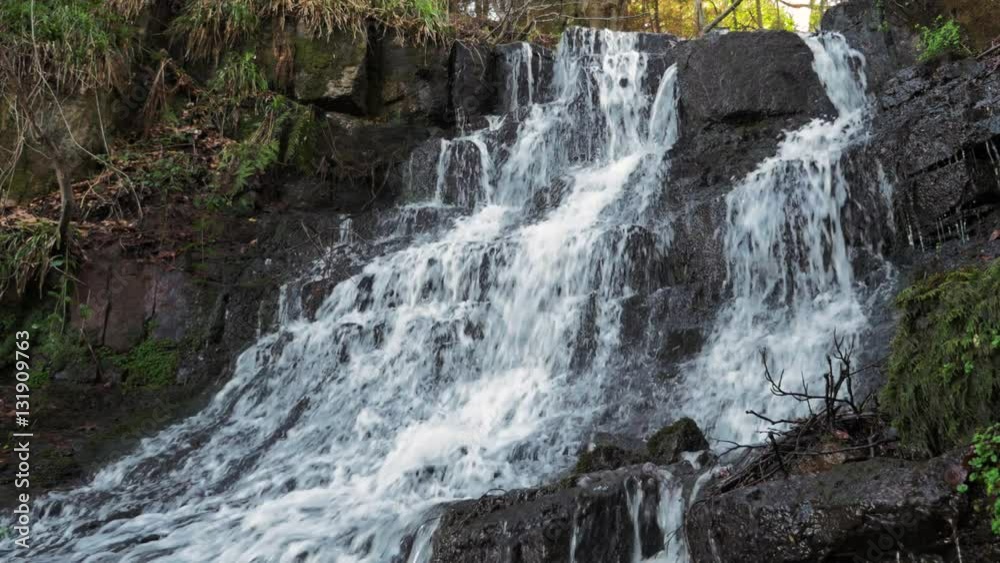 Vidéo Stock Cleddon Falls waterfall on the River Wye is a designated ...