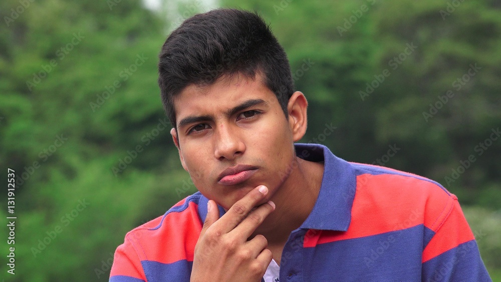 Teen Boy Thinking Wondering Or Confused Stock Photo | Adobe Stock