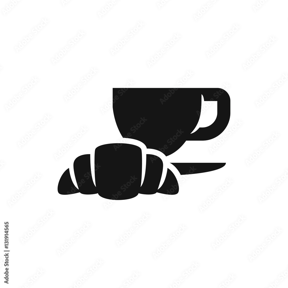 coffee and croissant icon illustration Stock Vector | Adobe Stock