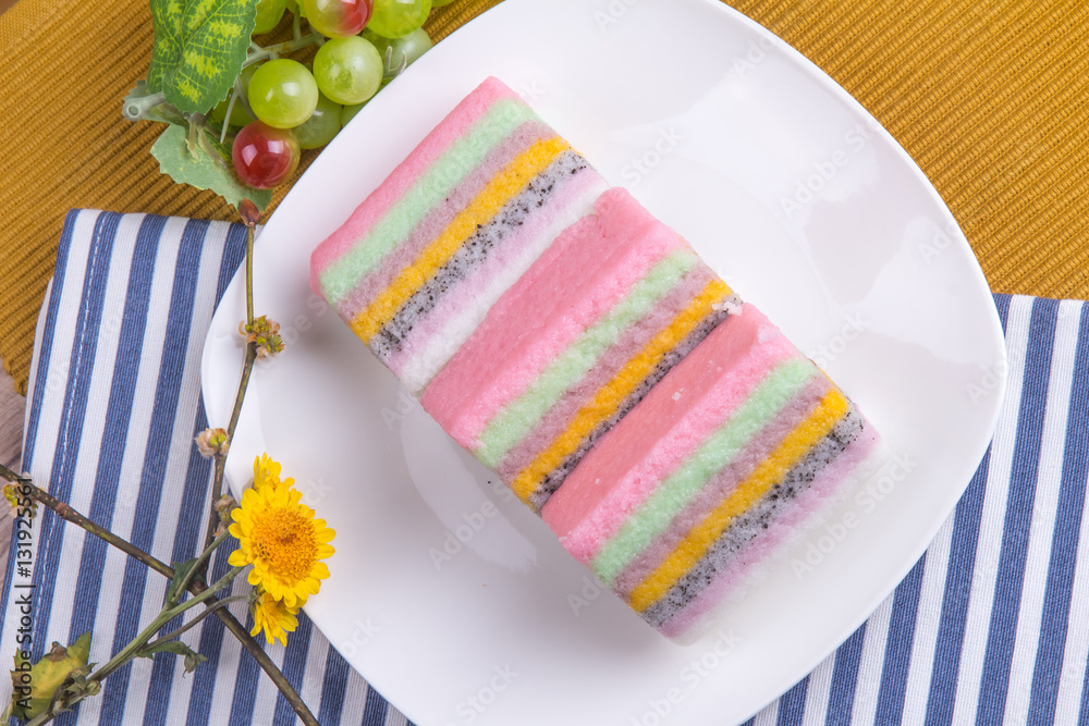 rainbow rice cake ( mujigae tteok ) - korean food Stock Photo | Adobe Stock