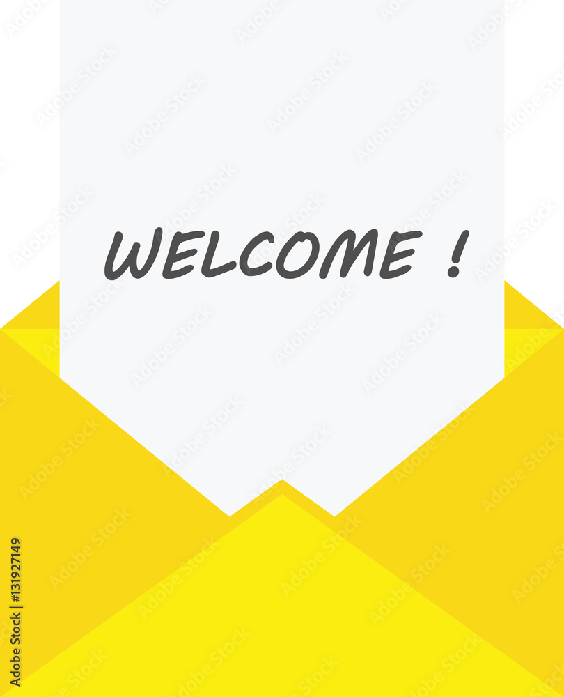 Paper in envelope with welcome Stock Vector | Adobe Stock