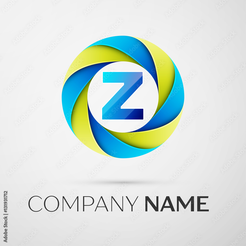 Letter Z vector logo symbol in the colorful circle on grey background ...