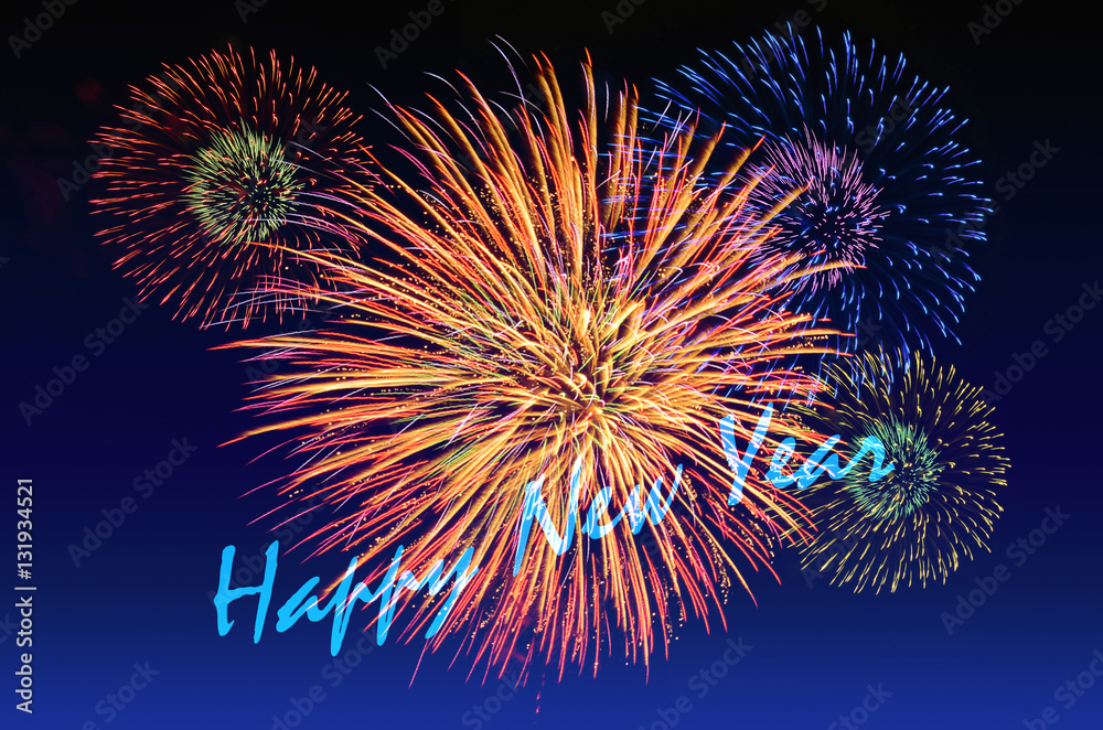 Fireworks celebration and the twilight sky background. Stock Photo ...