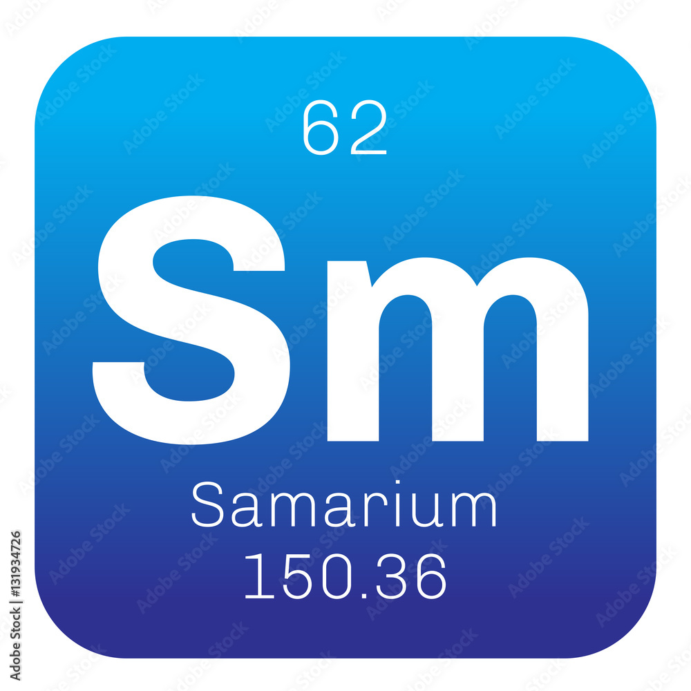 Samarium, chemical element. Part of the lanthanide series. Colored icon ...