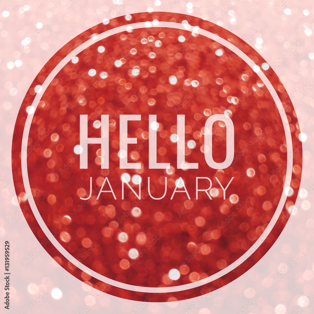Hello January sign on red glitter background Stock Illustration | Adobe ...
