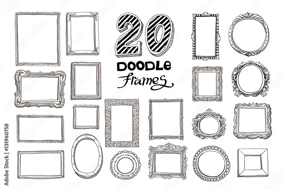 Hand drawn doodle frames set Stock Vector | Adobe Stock