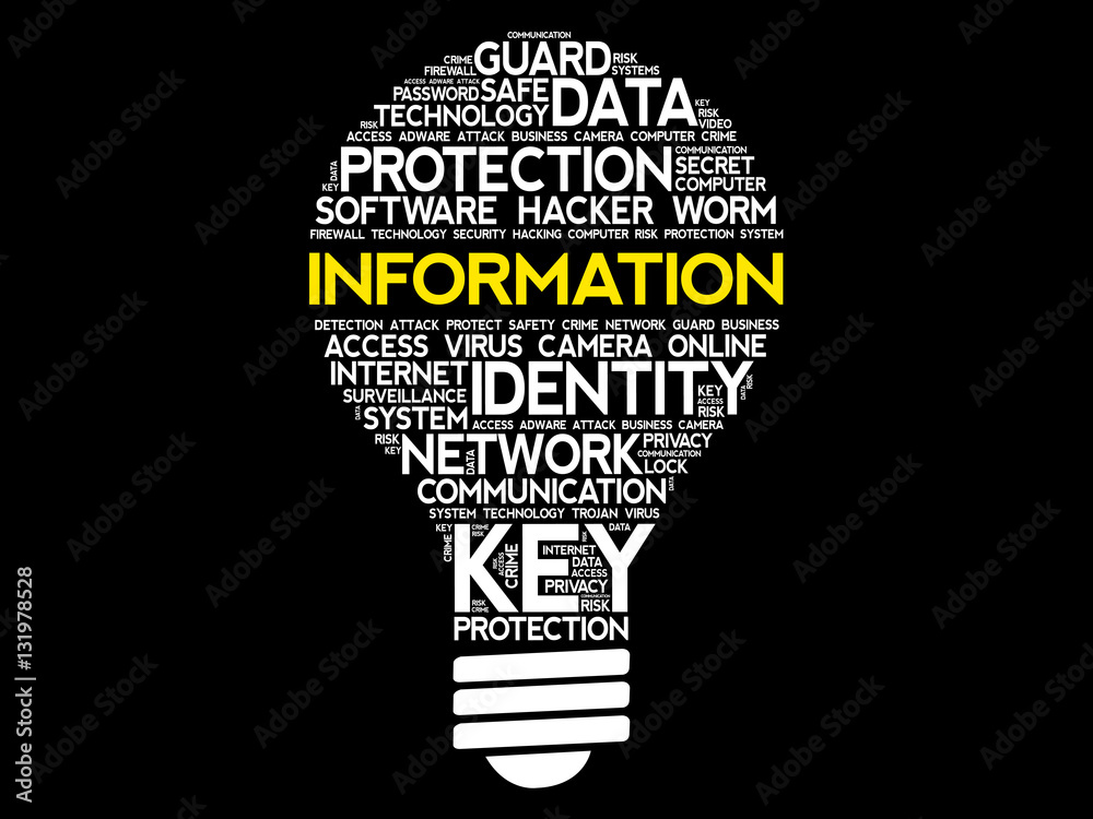 INFORMATION bulb word cloud collage, business concept background Stock ...