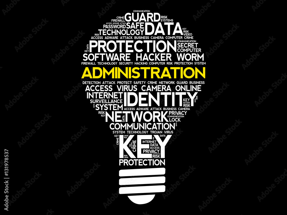 ADMINISTRATION bulb word cloud collage, business concept background ...