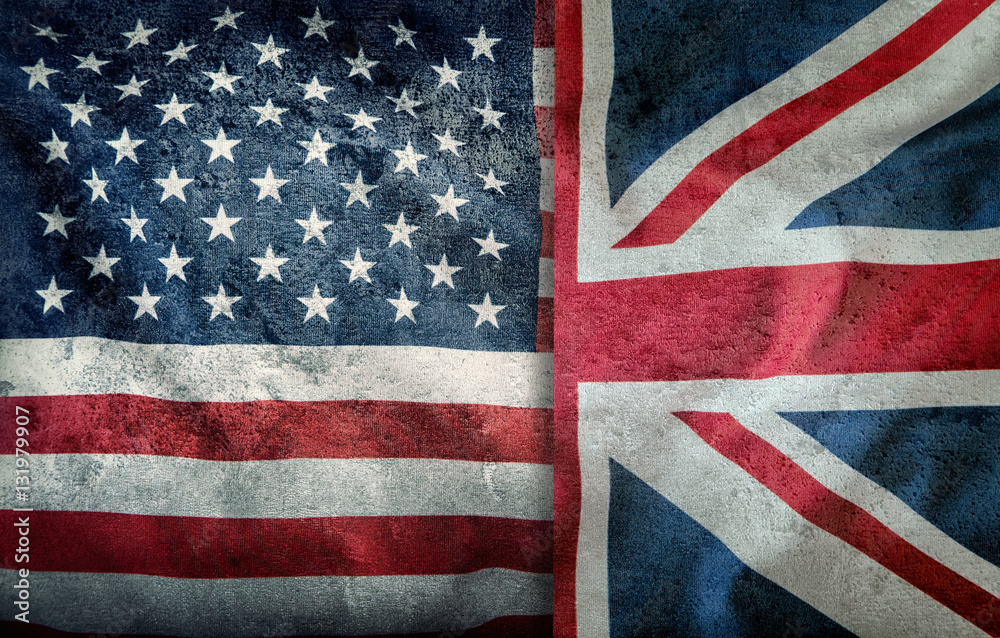 Mixed Flags of the USA and the UK. Union Jack flag.Flags of the USA and ...