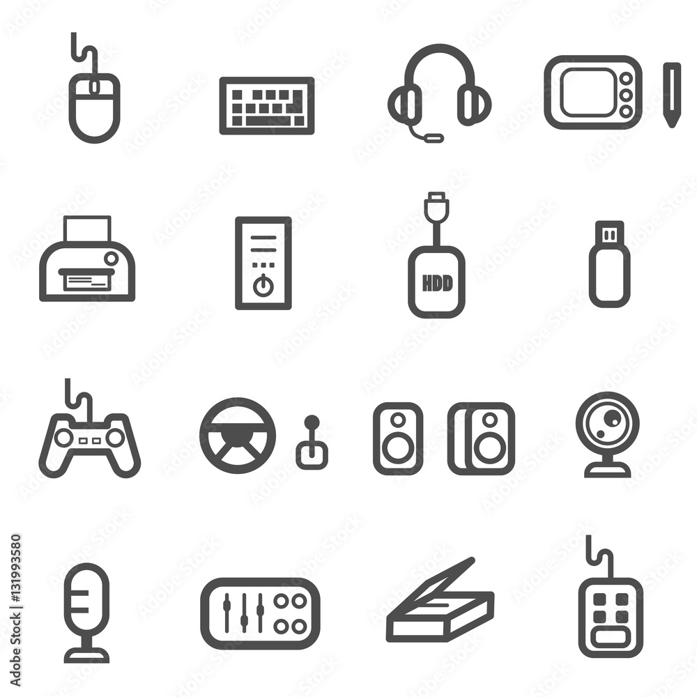 computer accessories icon set vector Stock Vector | Adobe Stock