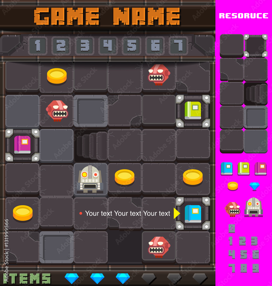 Seamless tile set platform for video game, ilustrator Vector Stock ...