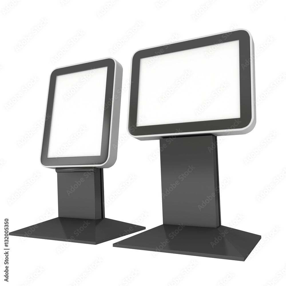 LCD Screen Stand. Blank Trade Show Booth. 3d render of lcd screen ...