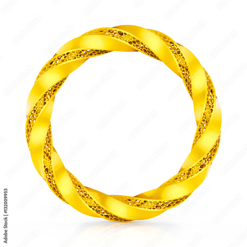 3d render. Creative abstract gold ring unusual design, the concept of ...