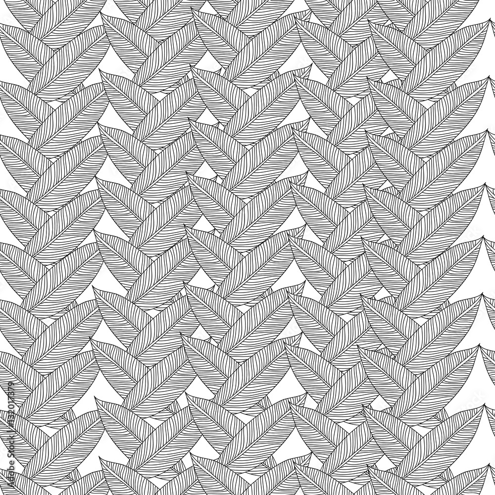 Vector seamless pattern with tribal leaf. Tribal forest pattern. Nature ...