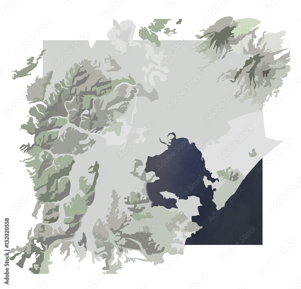 Map with mountains and bay. Avacha bay Stock Illustration | Adobe Stock