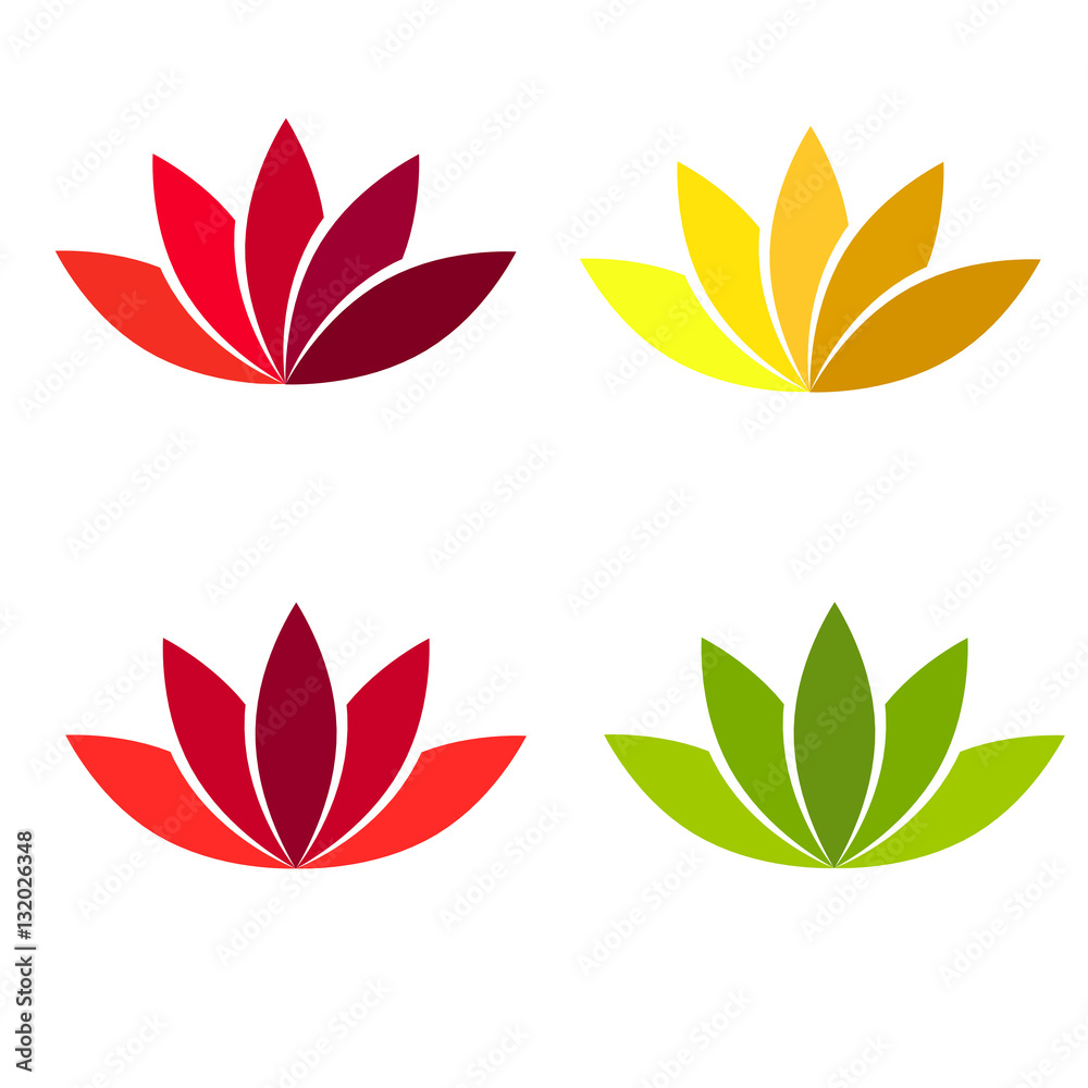 Lotus flower different color. Vector element Stock Vector | Adobe Stock