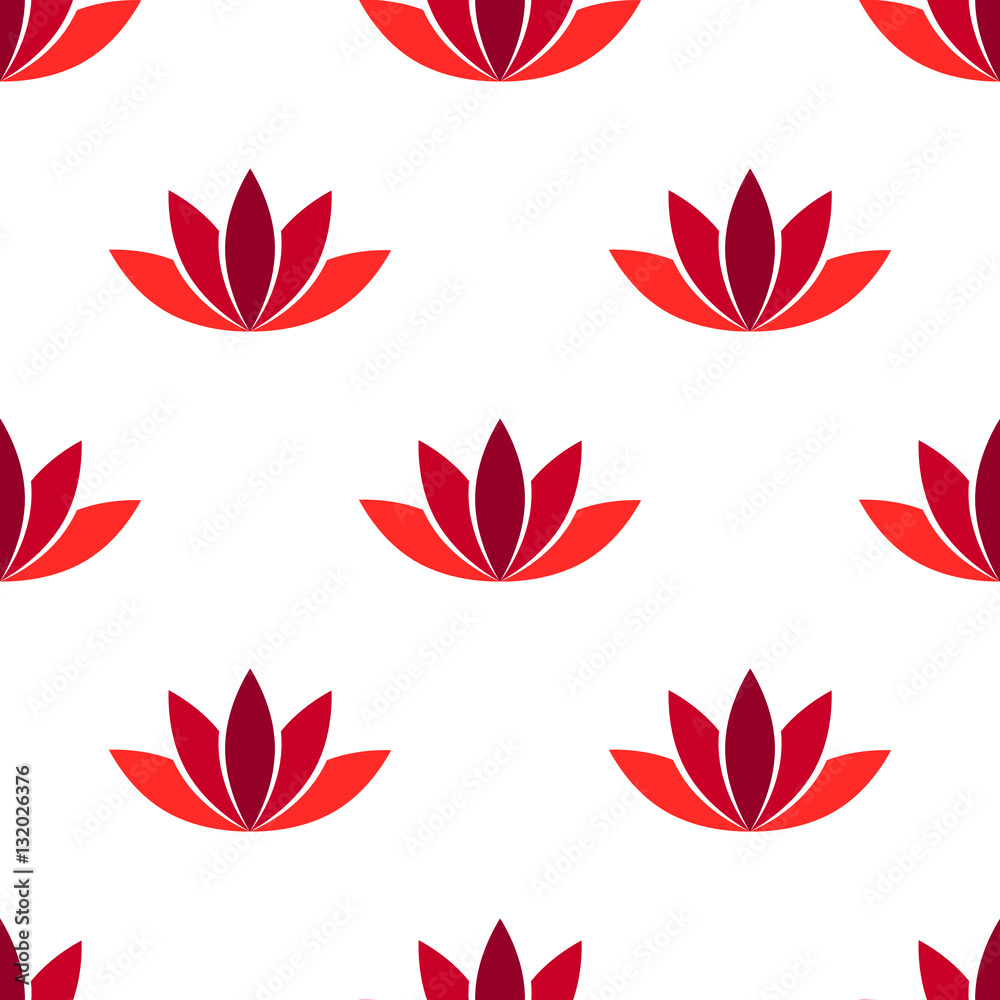 Red lotus flower seamless pattern. Vector Stock Vector | Adobe Stock