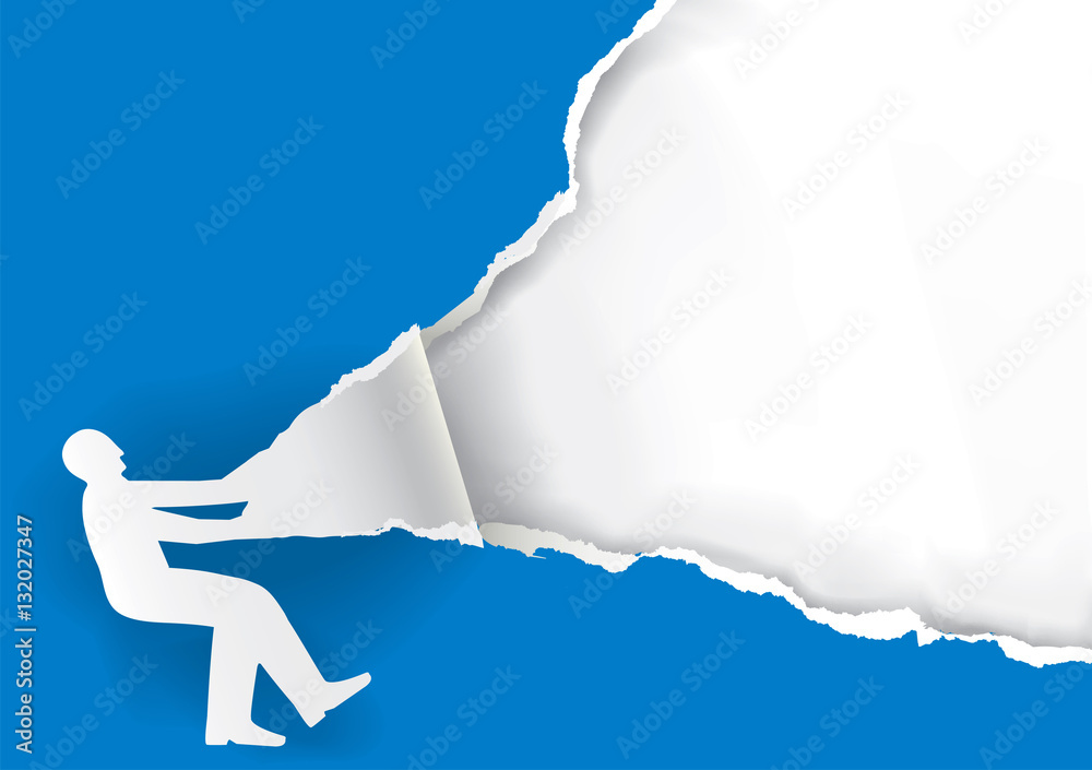 Man paper silhouette ripping Paper background. Paper silhouette of man ...
