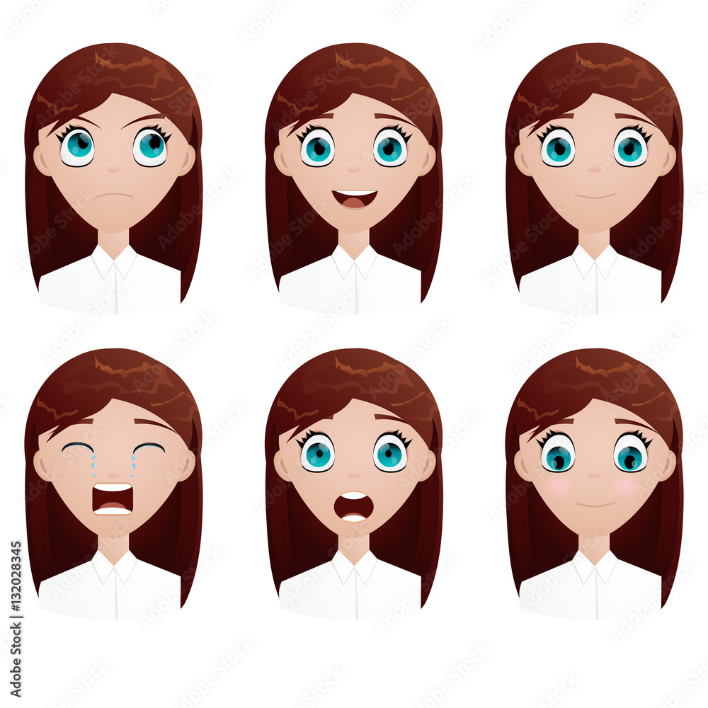 Human Emotions. Young girl. Mood. Avatar. For your design Stock ...