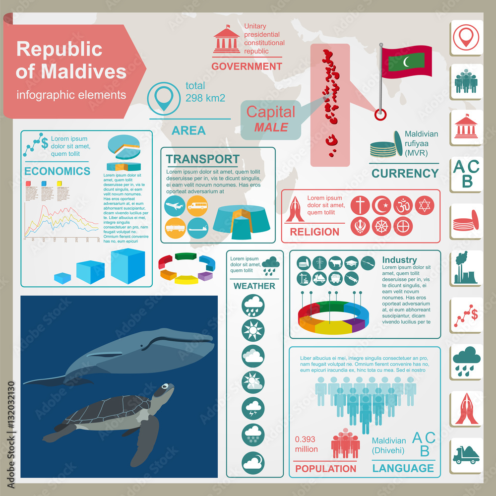 Maldives infographics, statistical data, sights Stock Vector | Adobe Stock