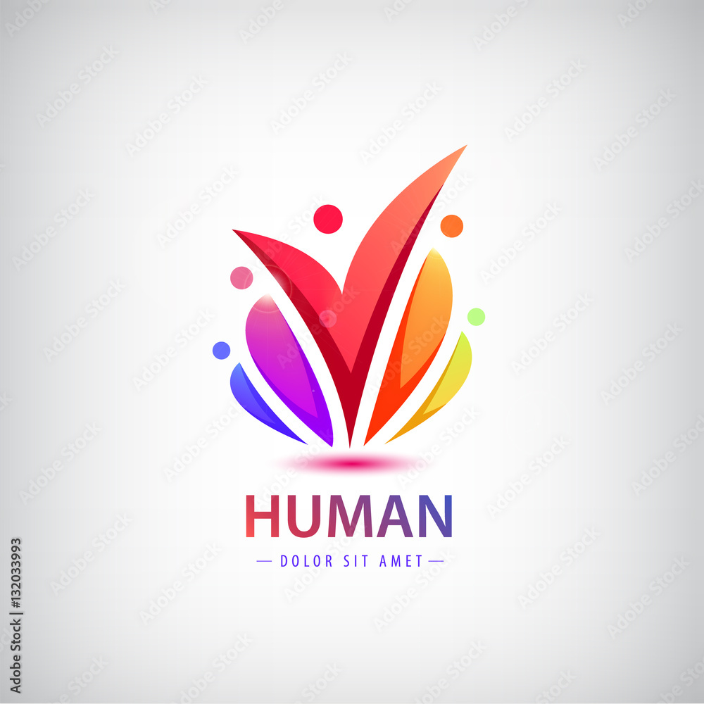 Vector human logo, group of people colorful icon, teamwork Stock Vector ...