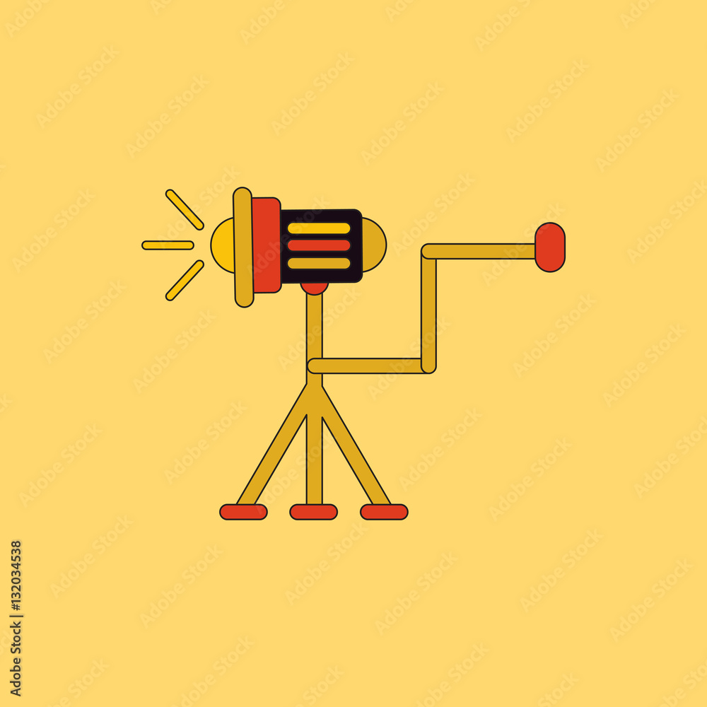 movie spotlight floor lamp Vector illustration in flat style curtain ...