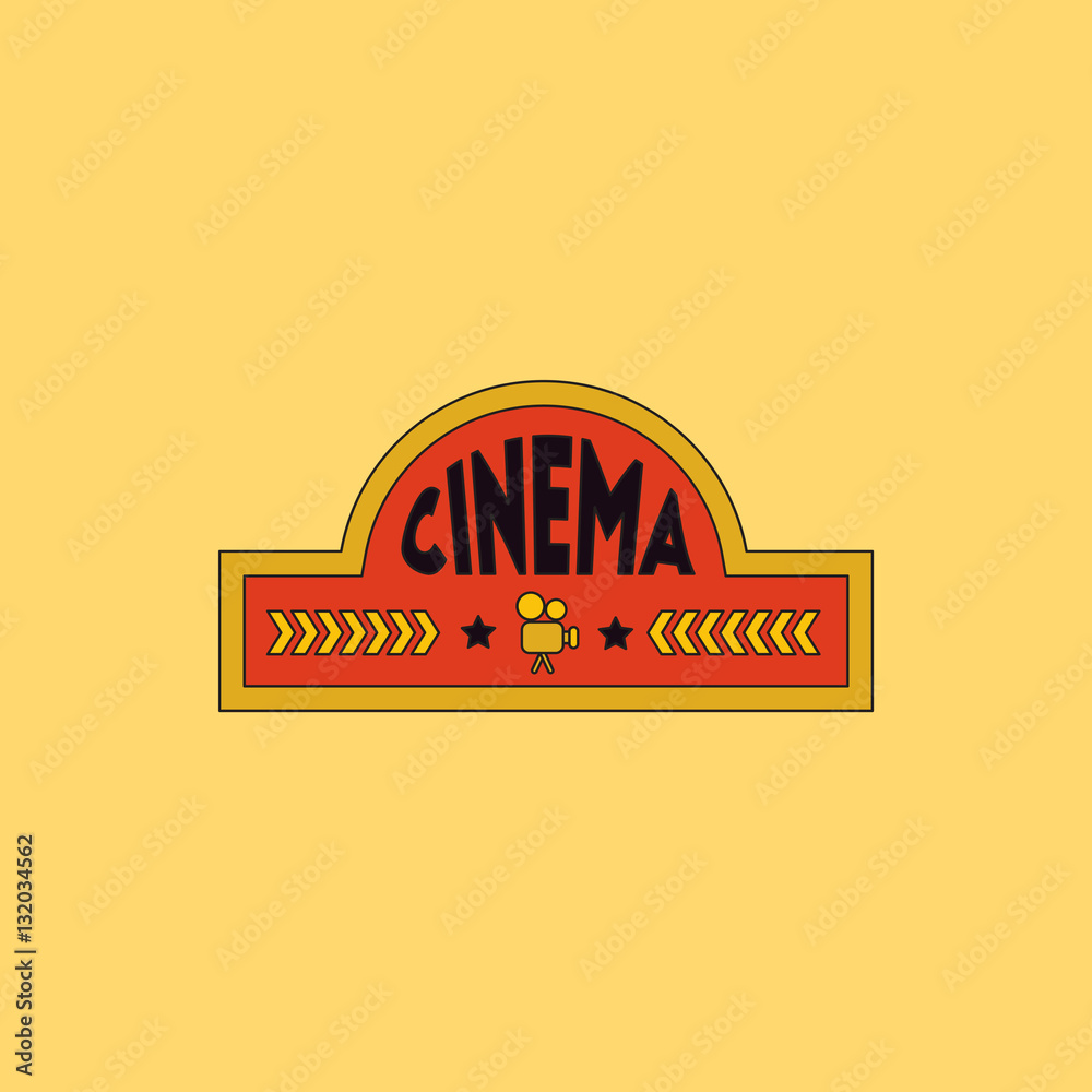 movie sign Vector illustration in flat style cinema label Stock Vector ...
