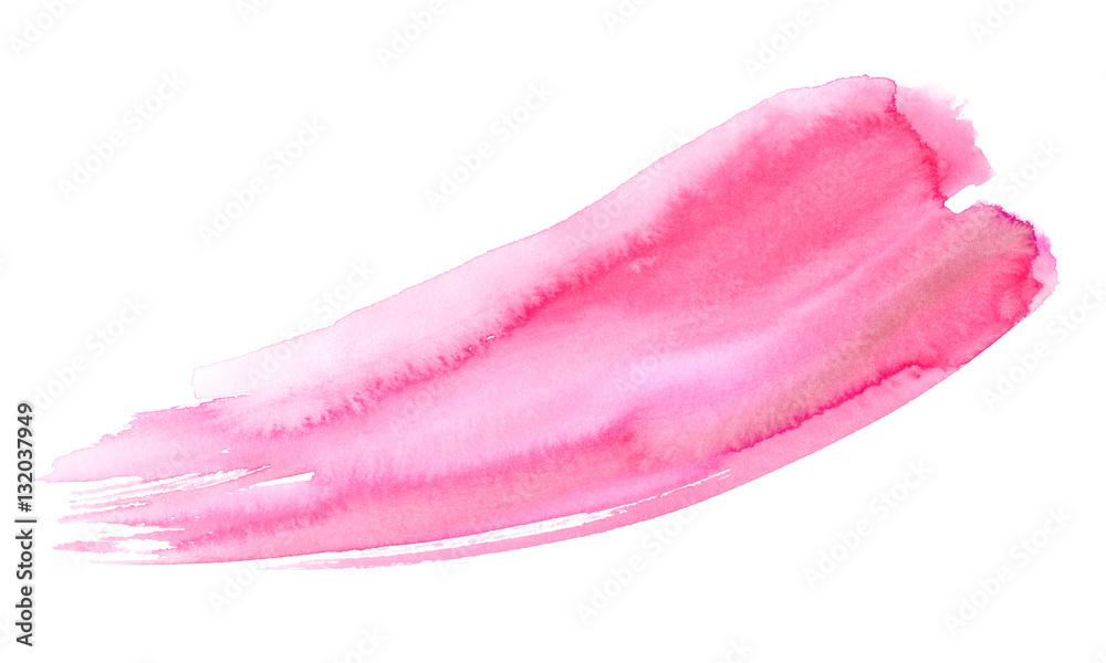 Bright pink watercolor paint smudge on clear white background Stock ...