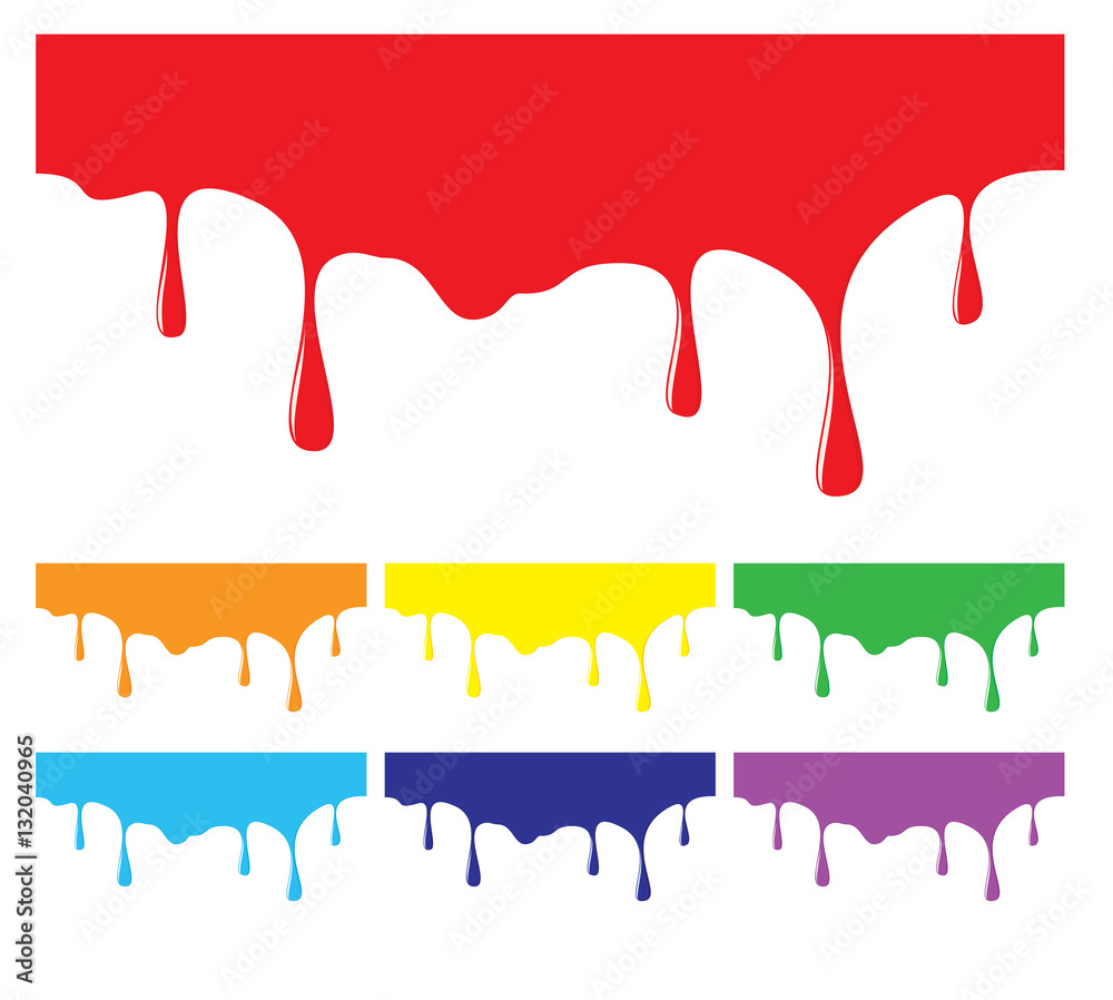 Paint dripping backgrounds in rainbow colors. Design elements of ...