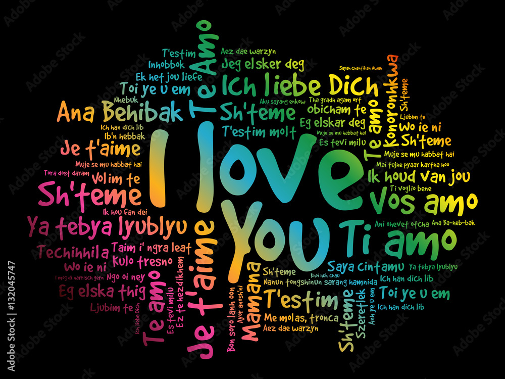 love words "I love you" in all languages of the world, words cloud ...