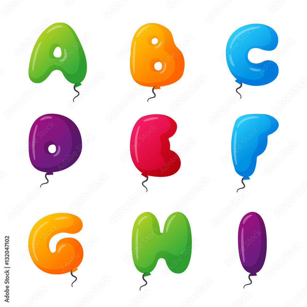 Balloon alphabet vector set. Stock Vector | Adobe Stock