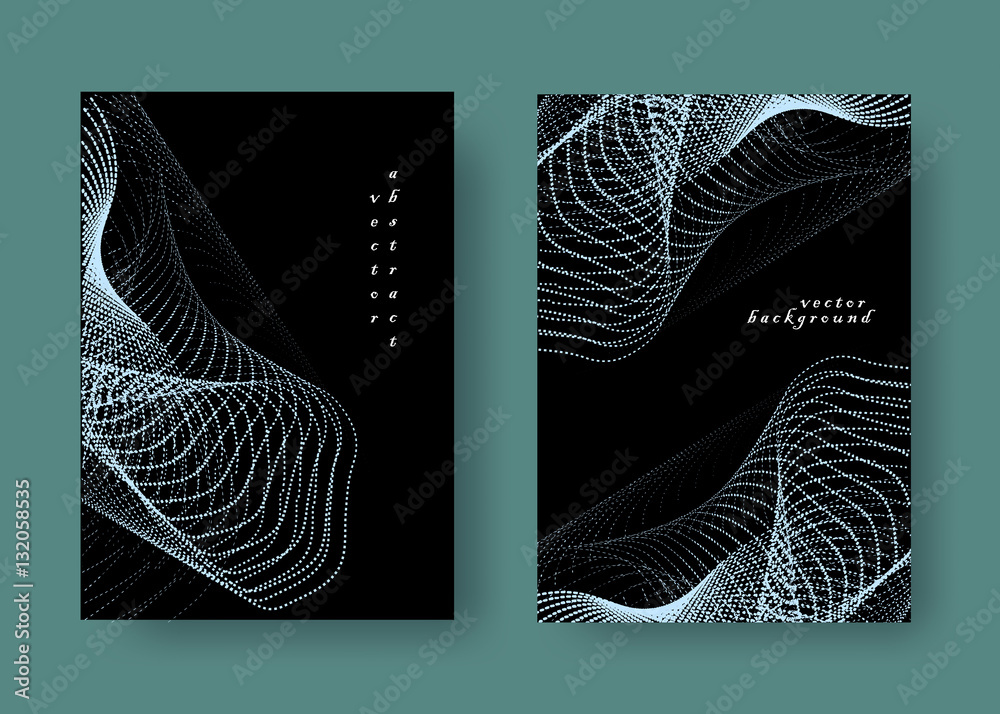 Set geometric black and blue background. Universal template for covers ...