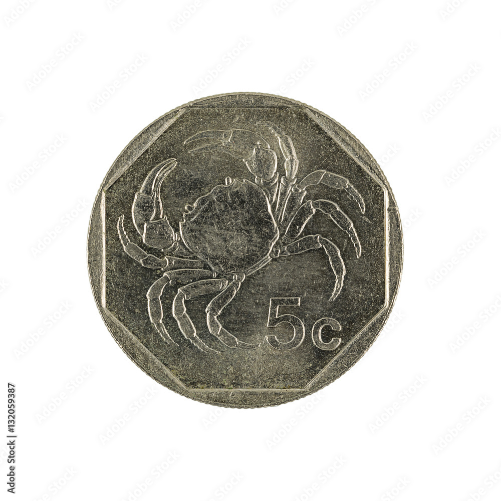 five maltese cent coin (1991) isolated on white background Stock Photo ...