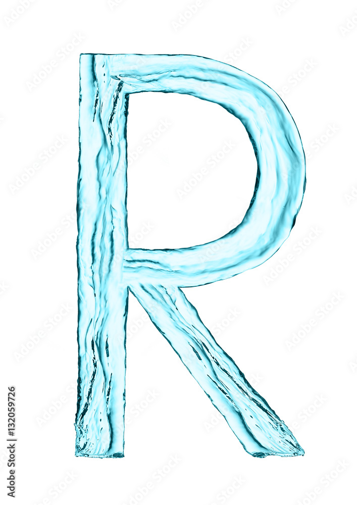 Water splash letter R with light blue color Stock Photo | Adobe Stock