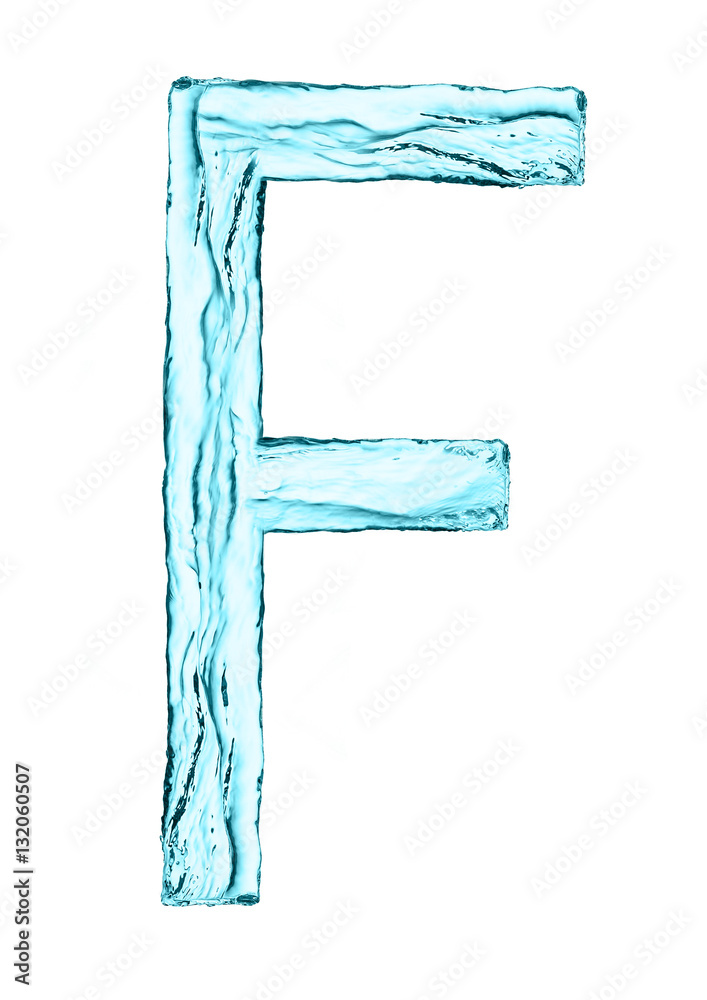 Water splash letter F with light blue color Stock Photo | Adobe Stock
