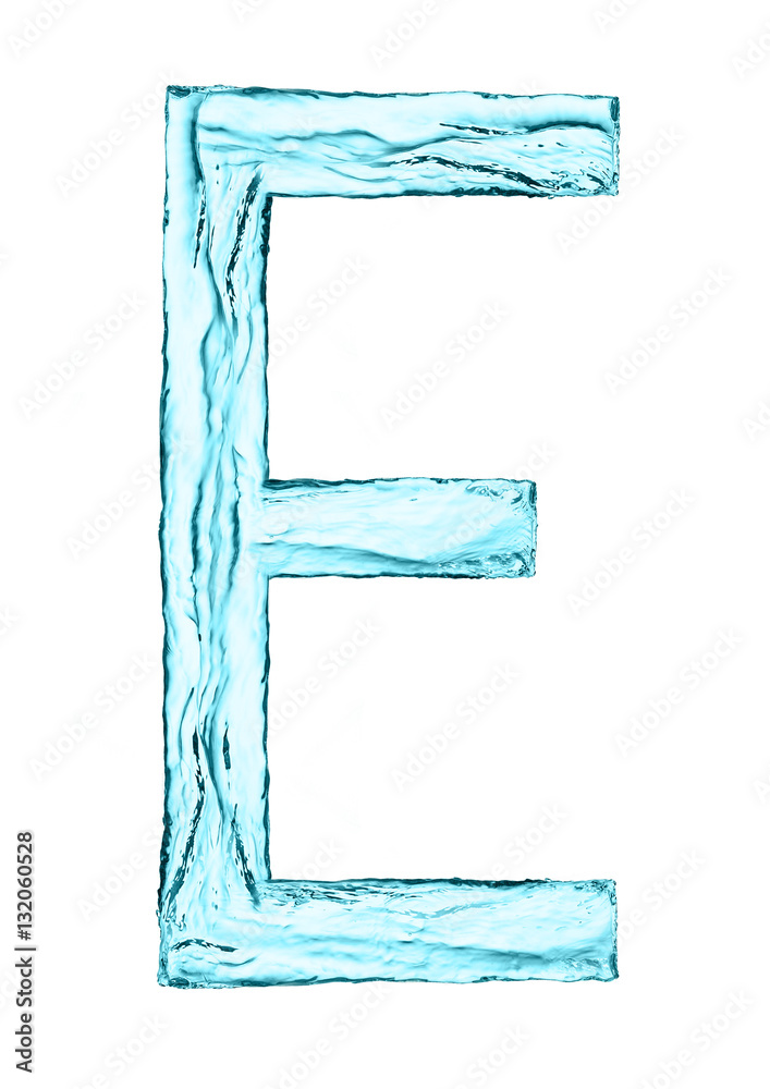 Water splash letter E with light blue color Stock Photo | Adobe Stock