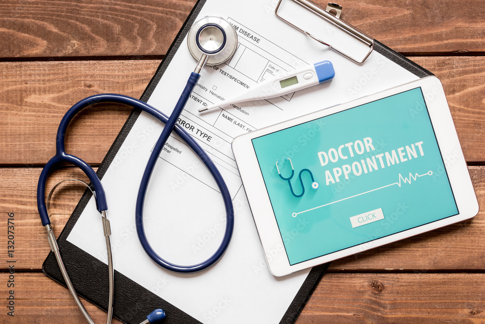 concept of appointment to doctor online top view Stock Photo | Adobe Stock