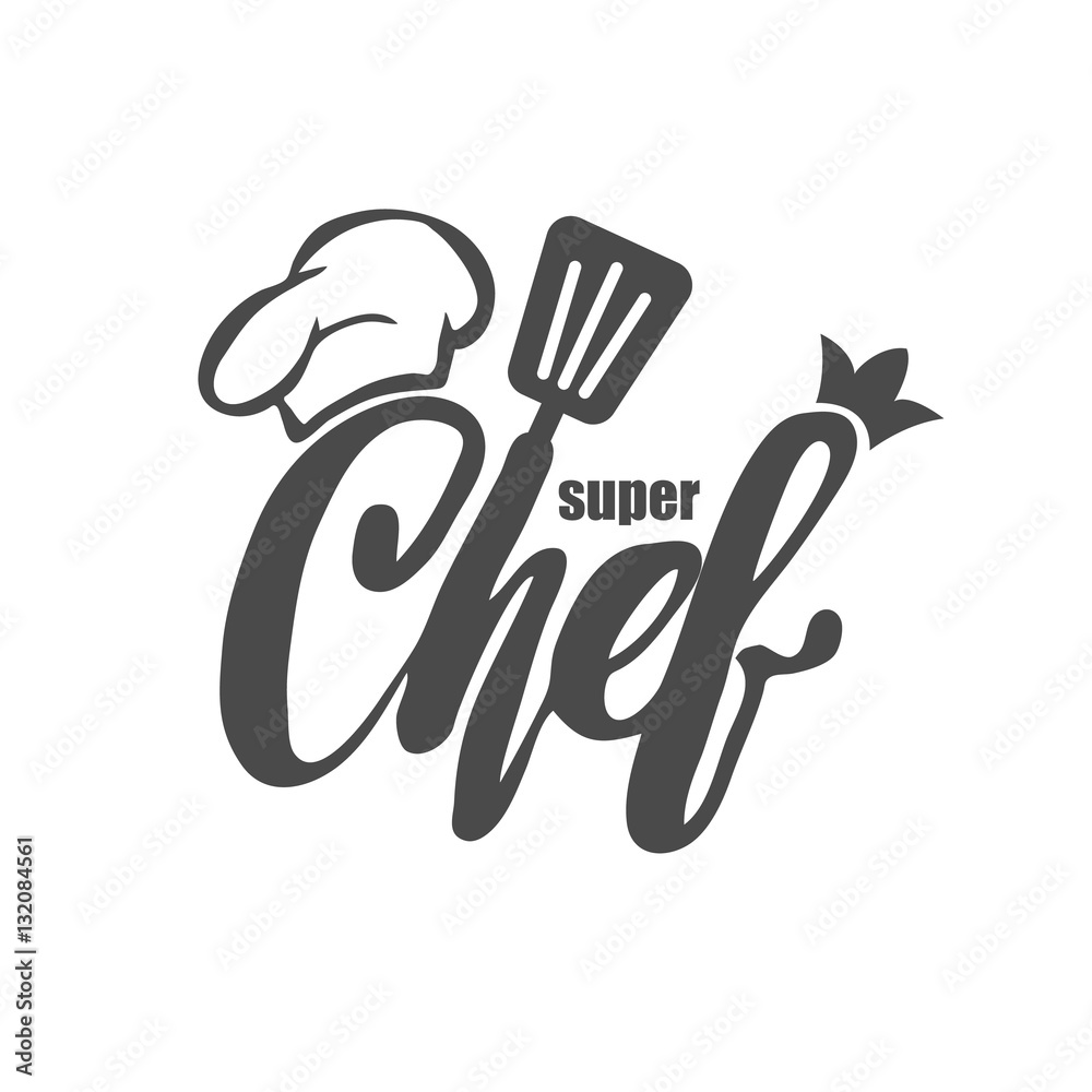 Chef logo. Lettering Hand lettering with a cap chef. Symbol icon logo ...