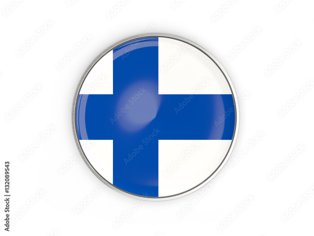 Flag of finland, round icon with metal frame Stock-Illustration | Adobe ...