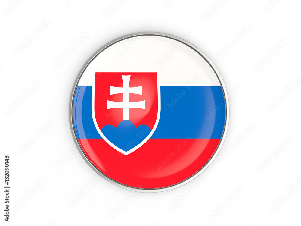 Flag of slovakia, round icon with metal frame Stock-Illustration ...
