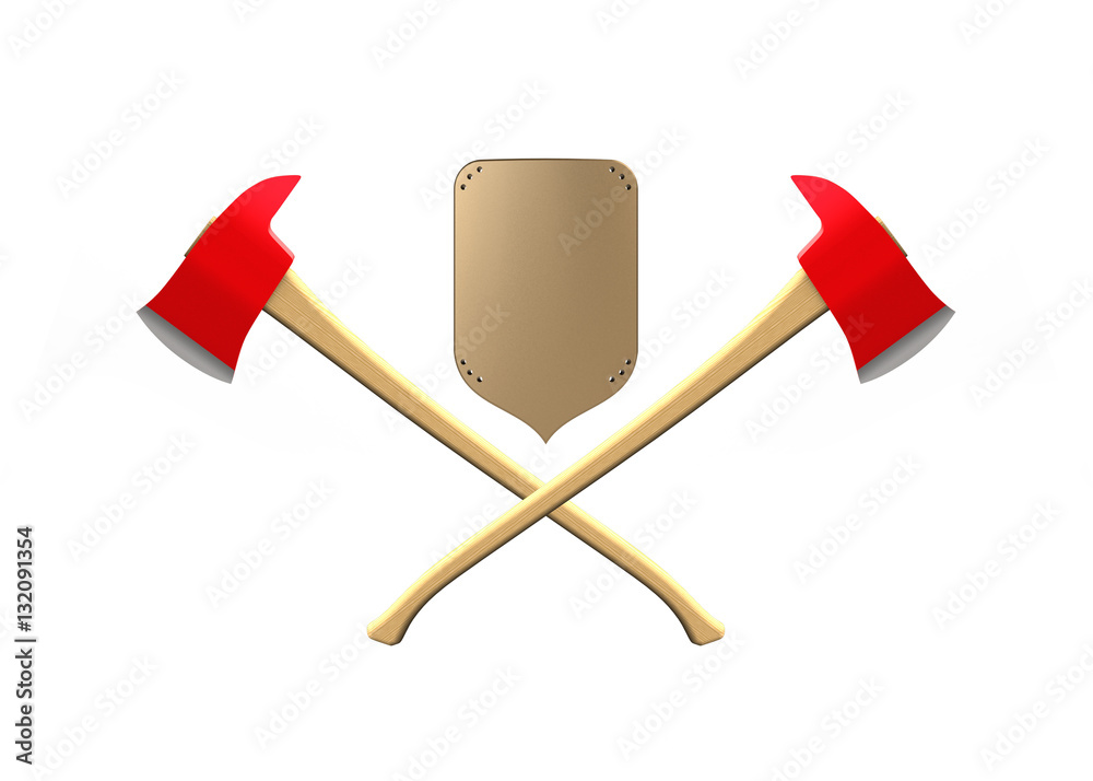 3D model of crossed fire axes Stock Illustration | Adobe Stock