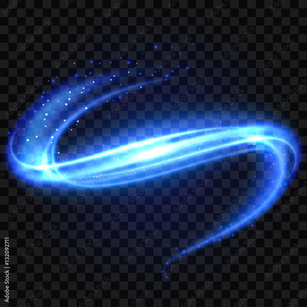 Blue lamp glow, energy flow, speed lines light effect vector background ...