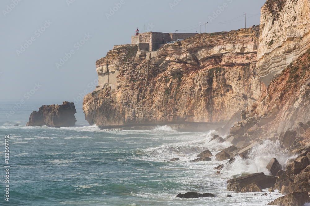 Nazare Portugal Lighthouse Cliff