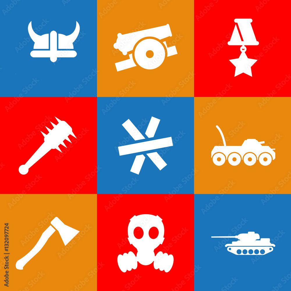 Set of 9 war Filled icons Stock Vector | Adobe Stock