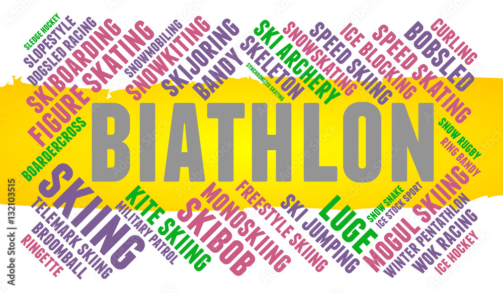 Biathlon. Word cloud, colored font, white background. Olympics. Stock ...