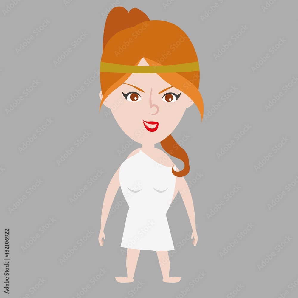 Cartoon ancient greek woman in traditional dress Stock Vector | Adobe Stock