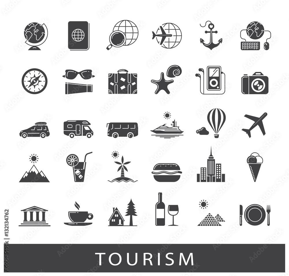 Set of premium quality tourism icons. Collection of vector icons for ...