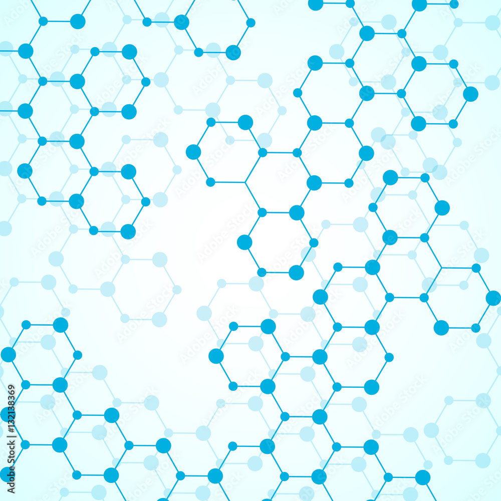 Hexagonal molecule structure of DNA. Geometric abstract background ...