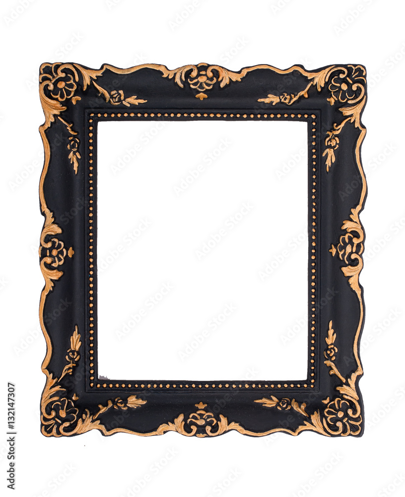 Ornate black and golden baroque frame isolated on the white back Stock ...