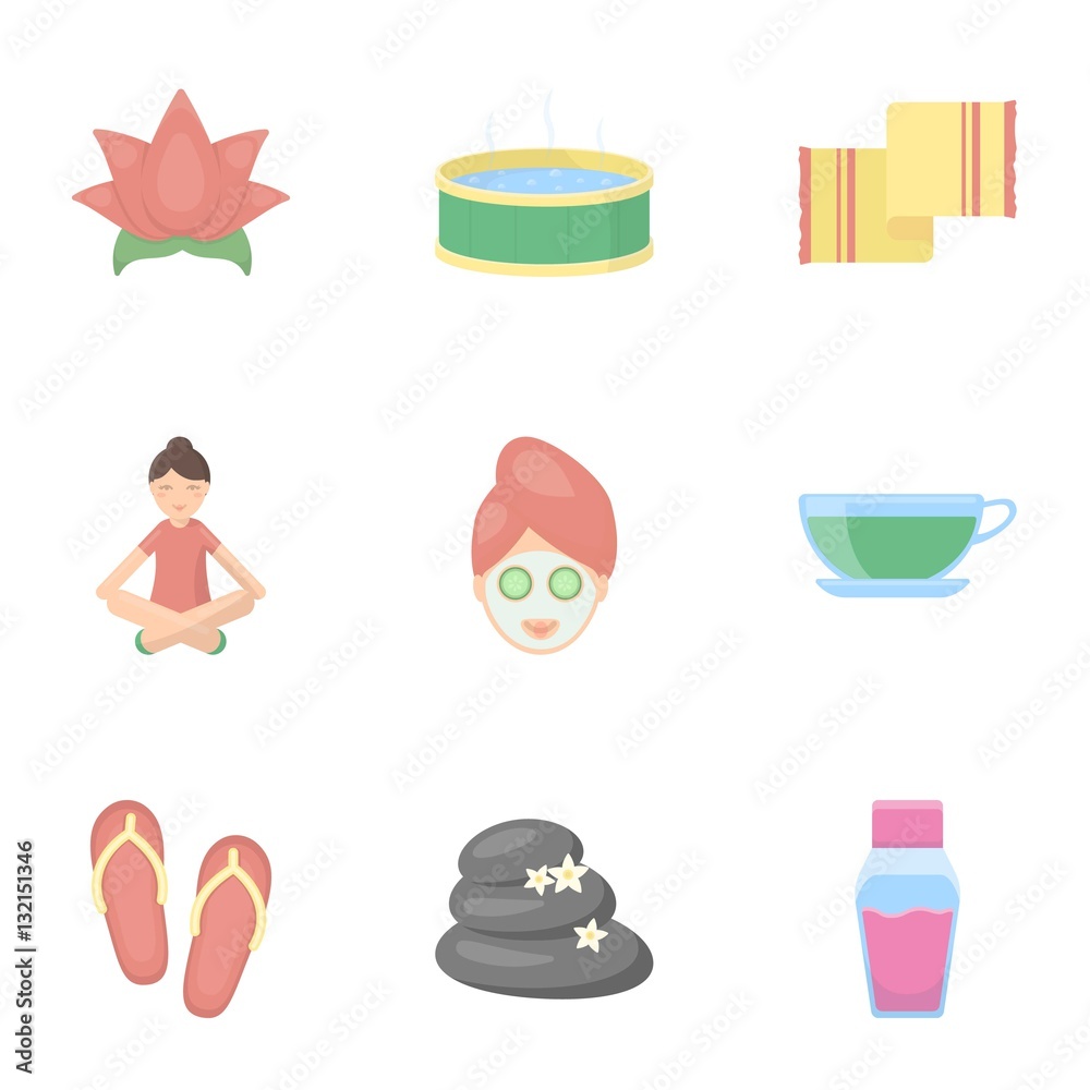 Spa set icons in cartoon style. Big collection of spa vector symbol ...